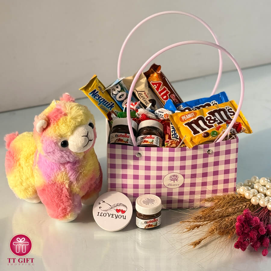 Chocolate package and lama doll